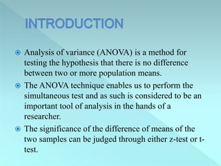 Analysis of variance (anova) | PPTX