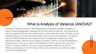 Analysis of variance (ANOVA) everything you need to know | PPTX