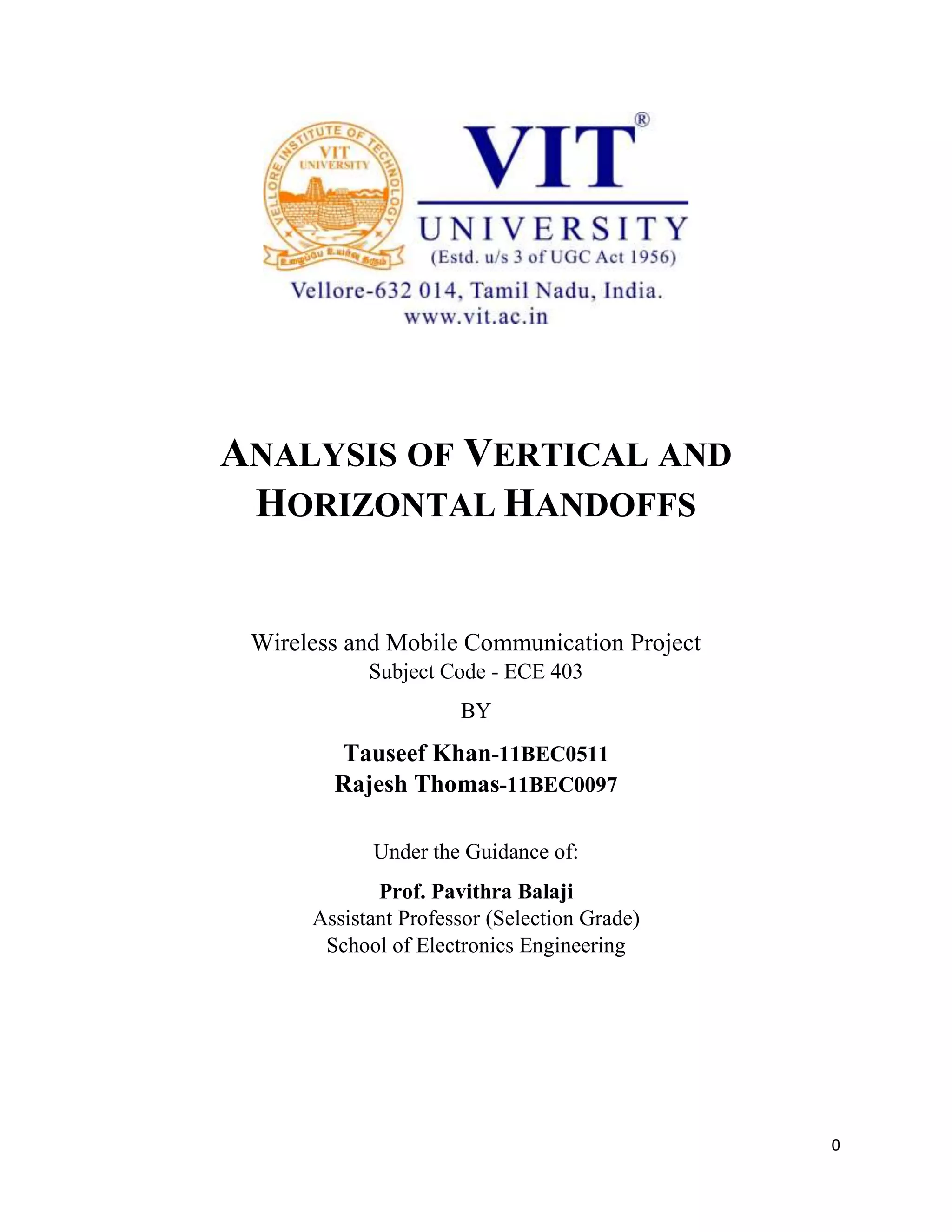 Analysis of vertical and horizontal handoff | DOCX