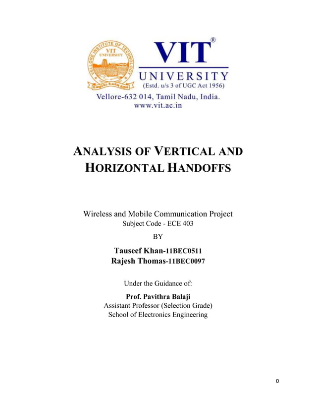 Analysis of vertical and horizontal handoff | DOCX | Computer Networking | Computing