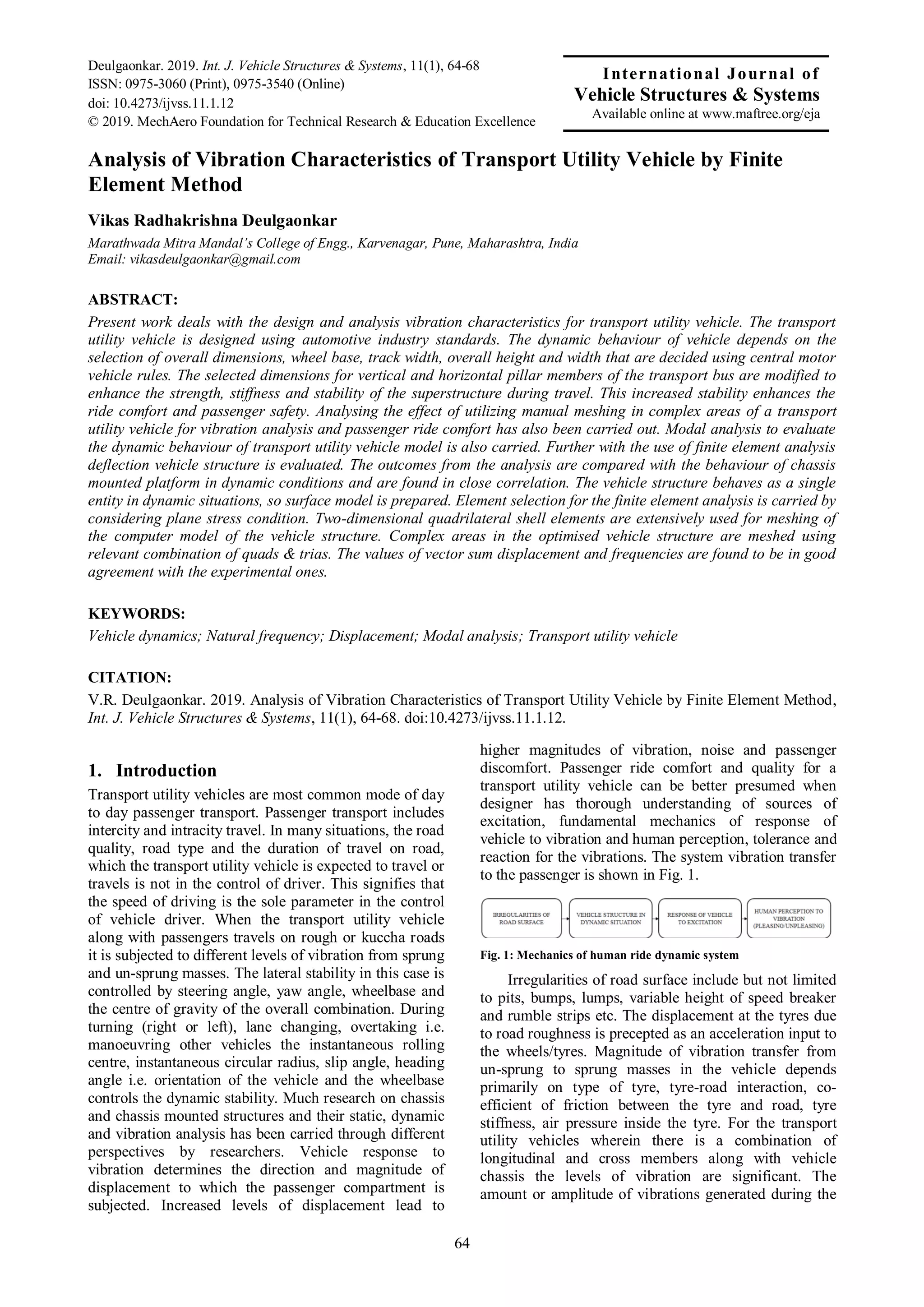 Analysis of vibration characteristics of transport utility vehicle by ...