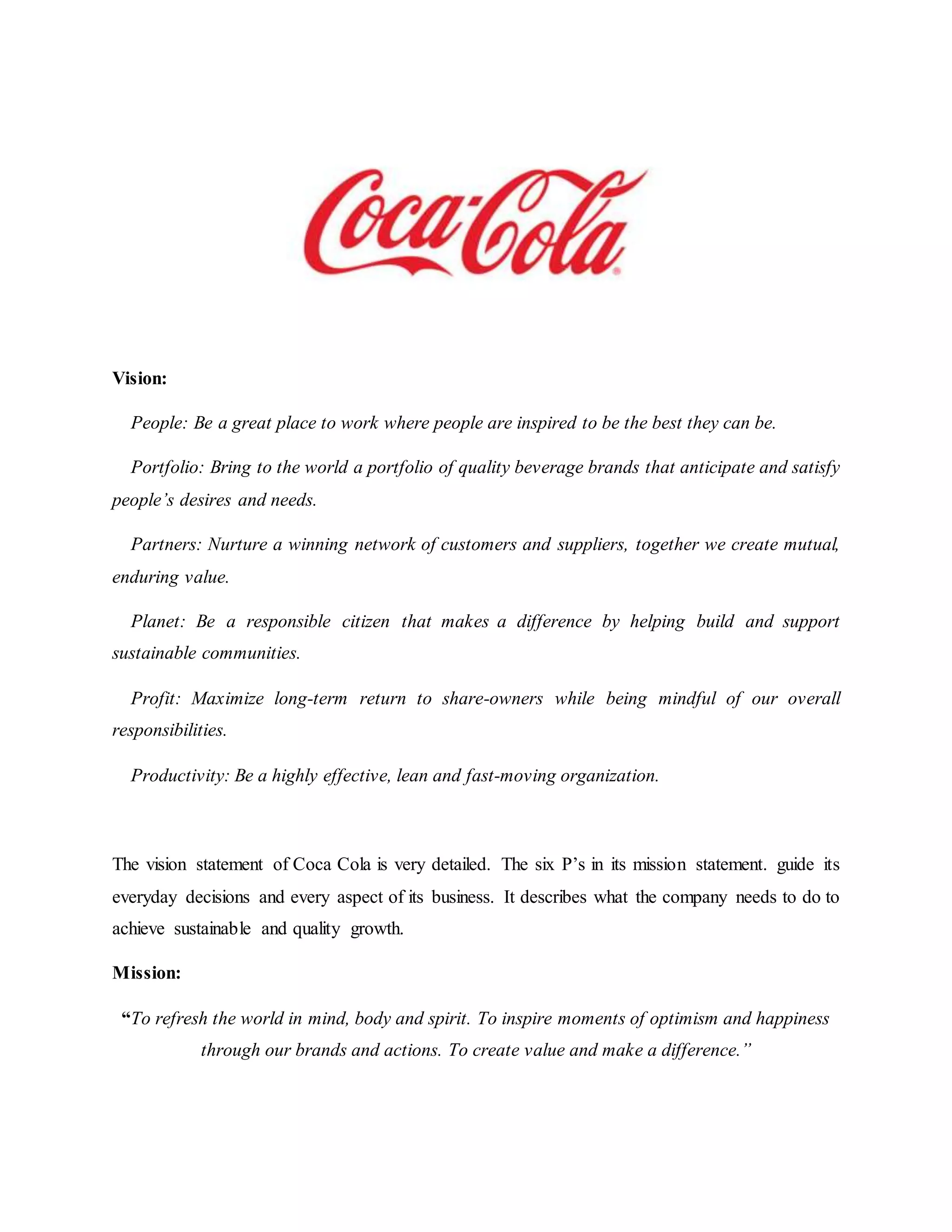 Analysis of vision and mission statements - ikea , burger king, coca ...
