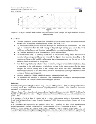 Analysis of wind turbine driven permanent magnet synchronous generator under different loading ...