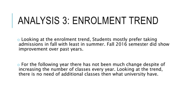 Analysis on enrollment data | PPTX | College Planning | College Education