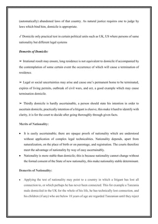 Analysis on Law of Domicile under Private International laws. | DOCX