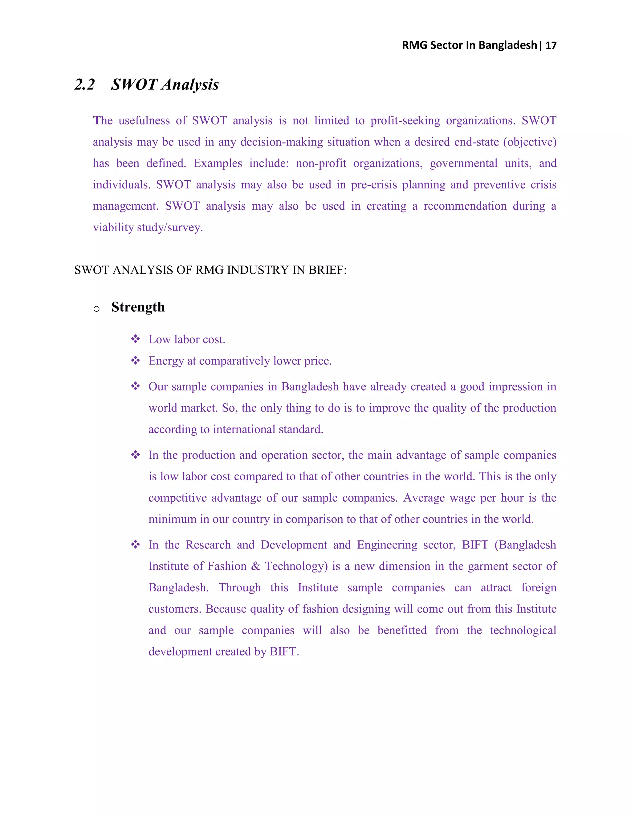 Report on RMG Industry in Bangladesh. | PDF