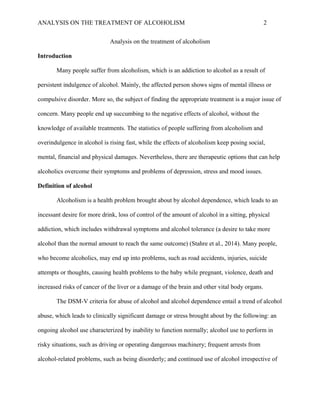 Analysis on the treatment of alcoholism | DOC
