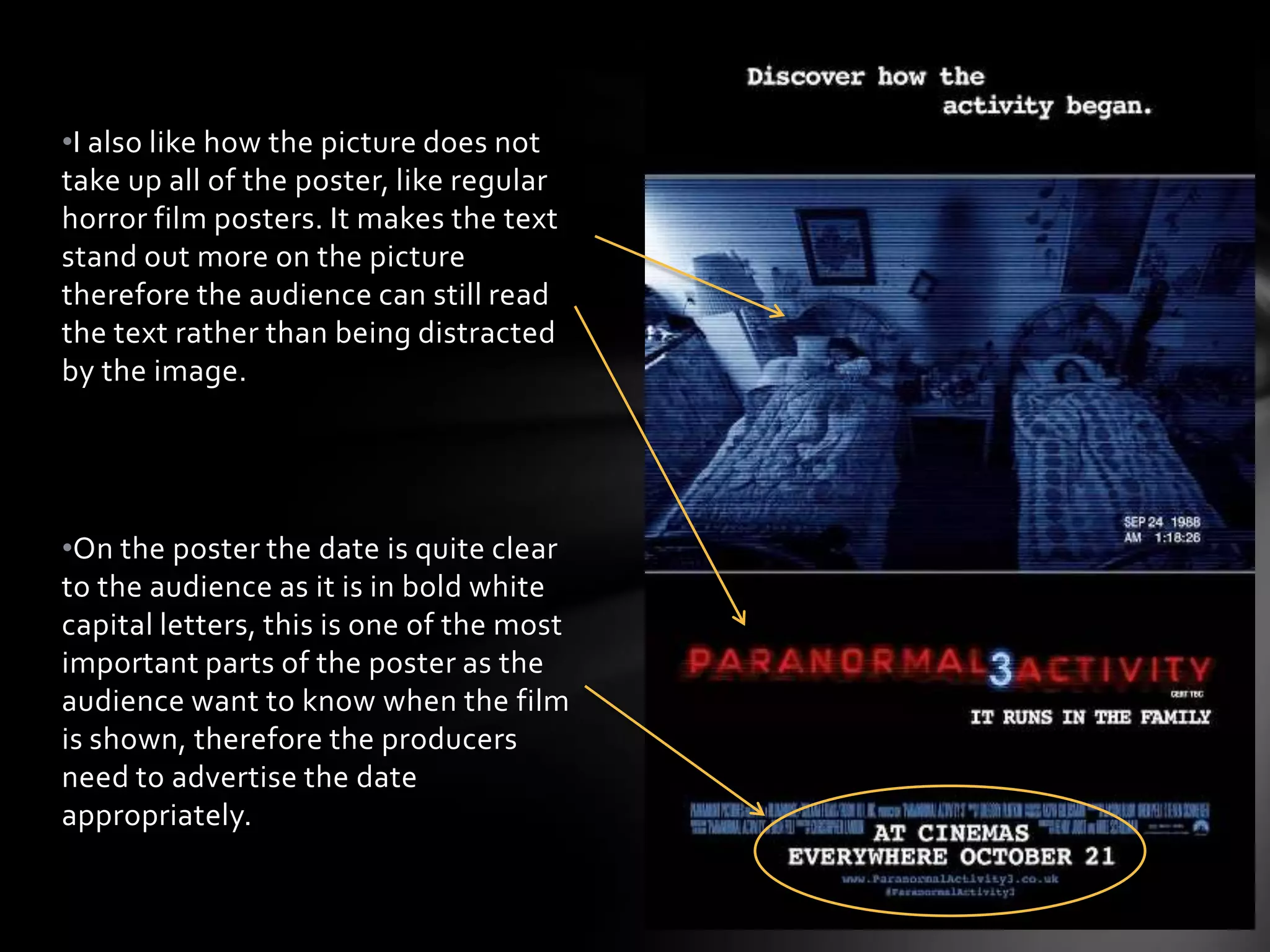 Analysis Paranormal Activity Poster | PPTX