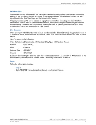 Analysis process designer (apd) part 2 | PDF