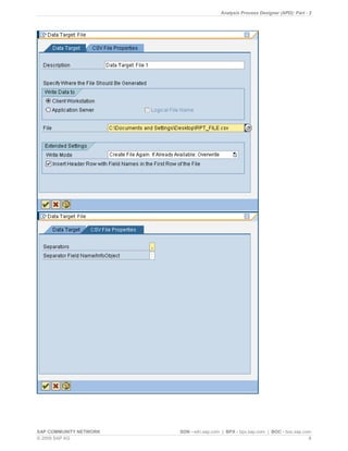 Analysis process designer (apd) part 2 | PDF