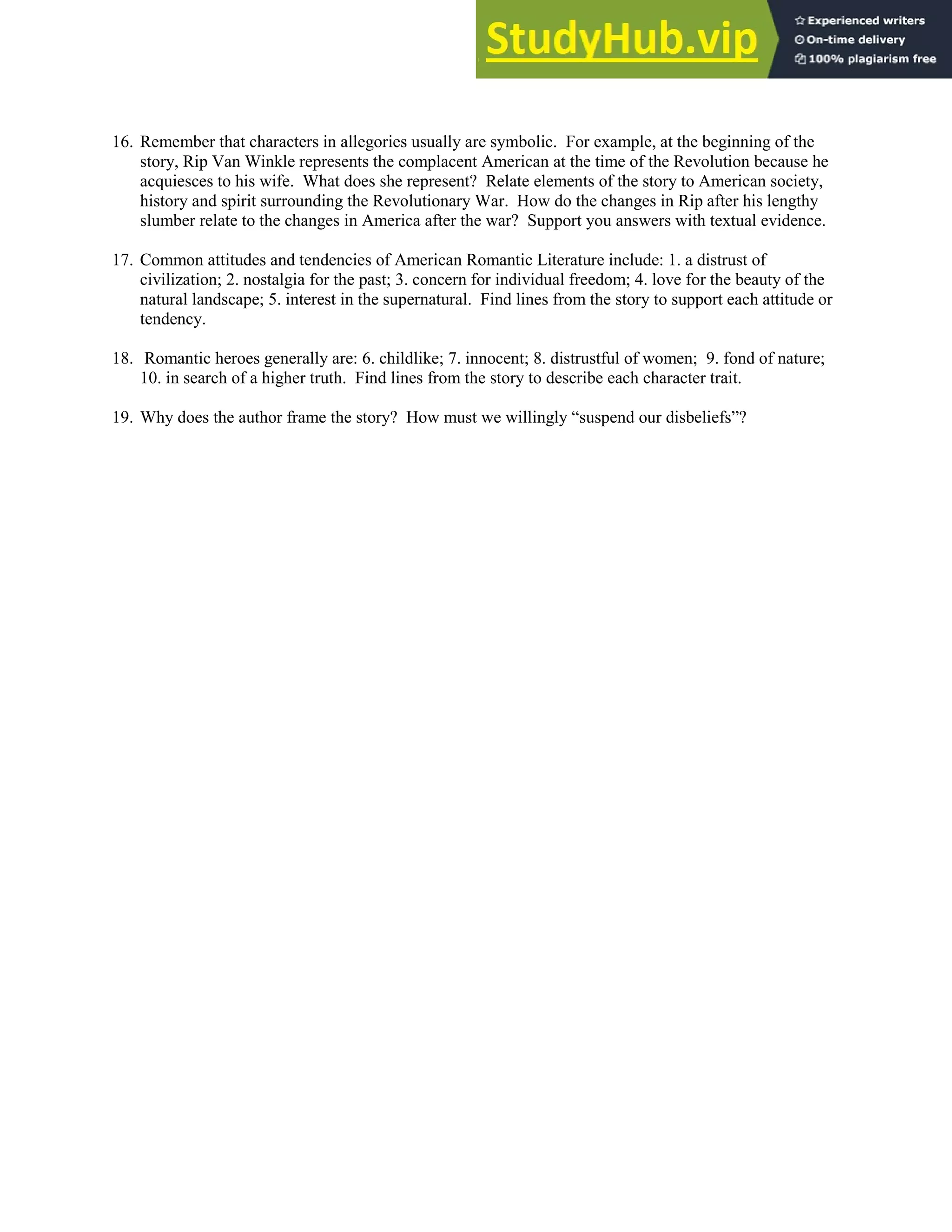 Analysis Quot Rip Van Winkle Quot | PDF