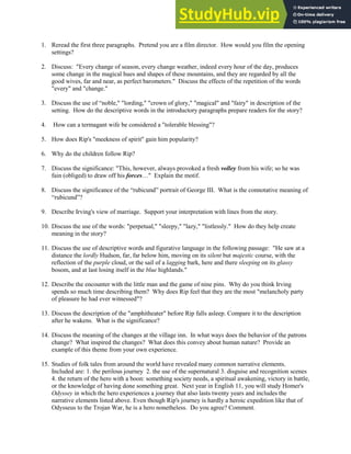 Analysis Quot Rip Van Winkle Quot | PDF | Books and Literature