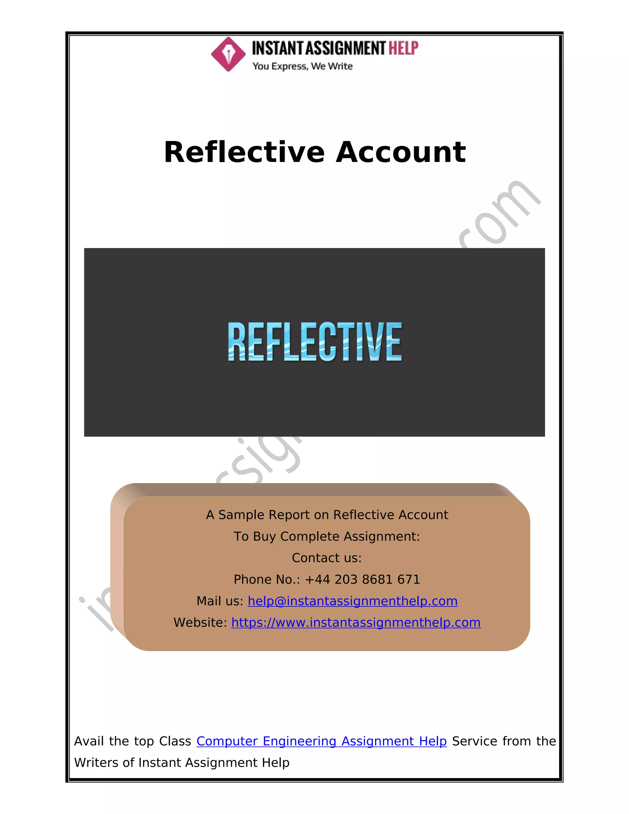 Analysis report on reflective account | PDF