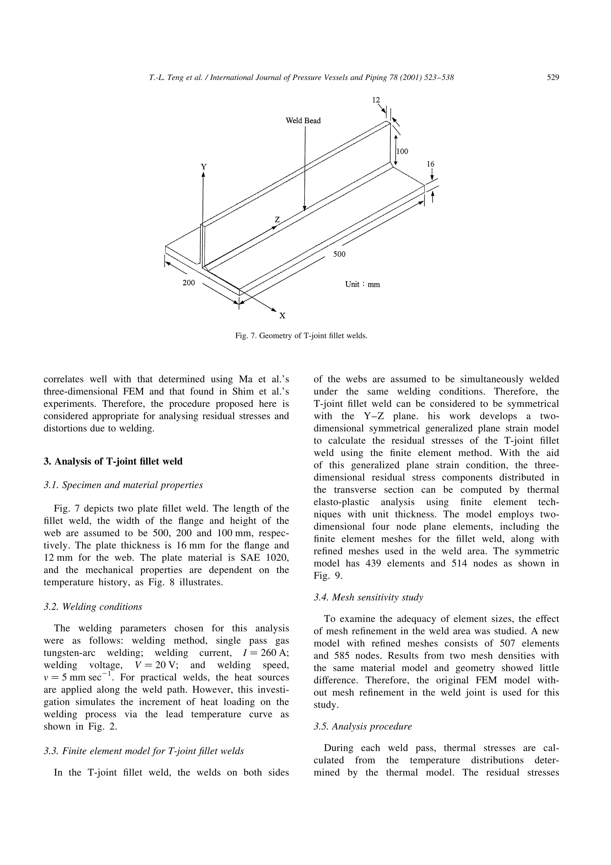Analysis residual stress e distortions in t joint fillet welds-tso ...