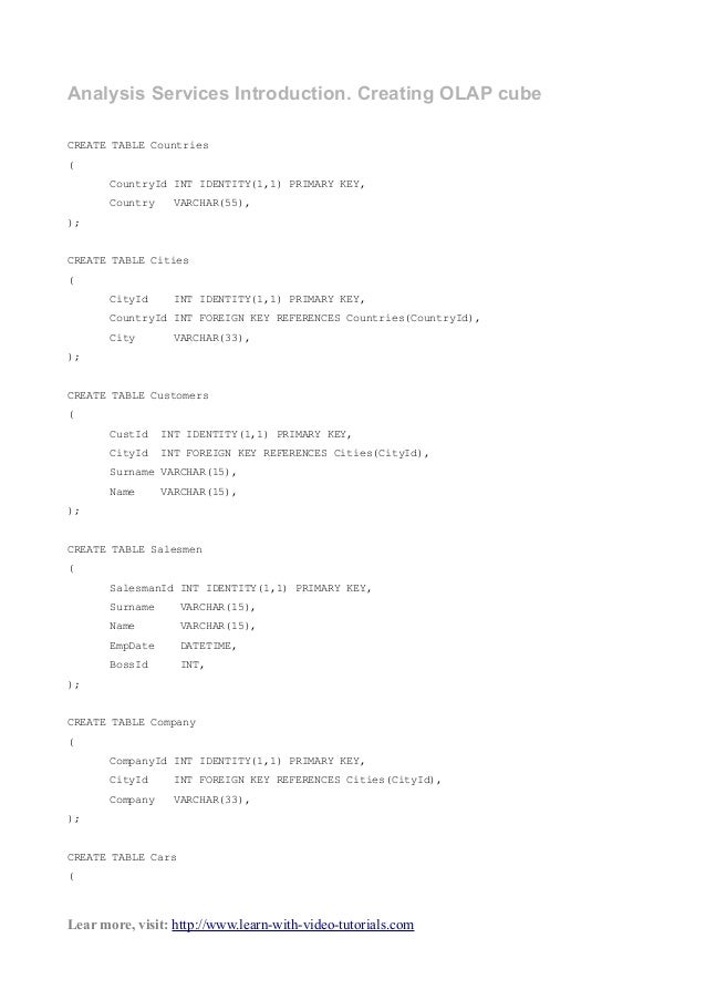 Sql Server Analysis Services Creating An Olap Cube