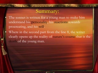 Analysis sonnet 18 | PPTX