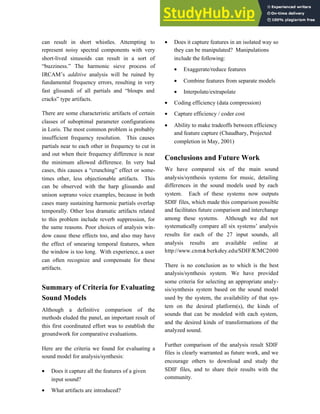 Analysis Synthesis Comparison | PDF | Digital Audio | Computer Software and Applications