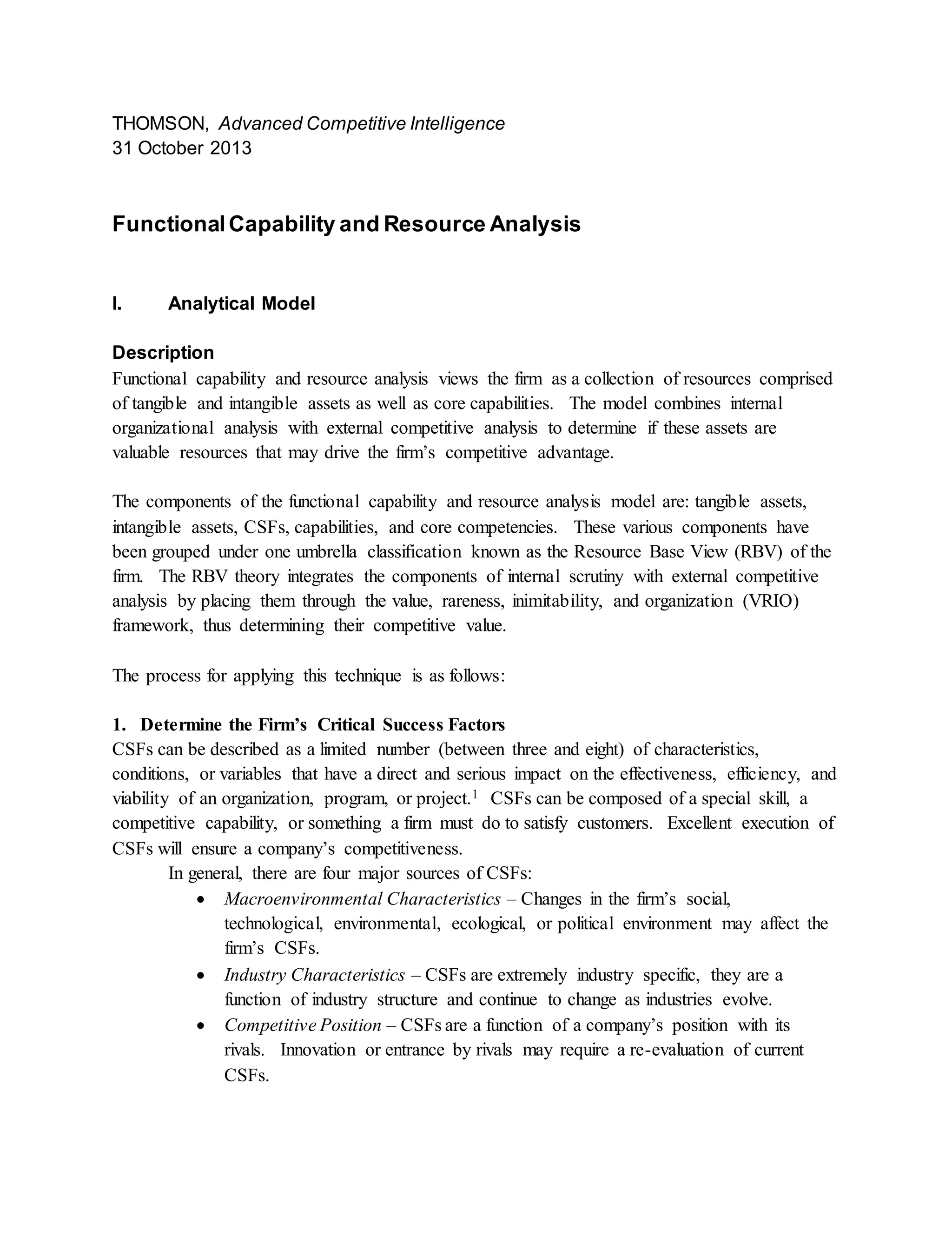 Functional Capability and Resource Analysis Methodology Report | PDF