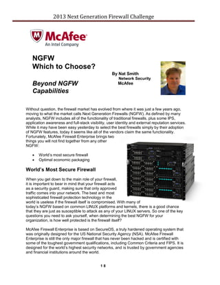 Analyst Report for Next Generation Firewall | PDF