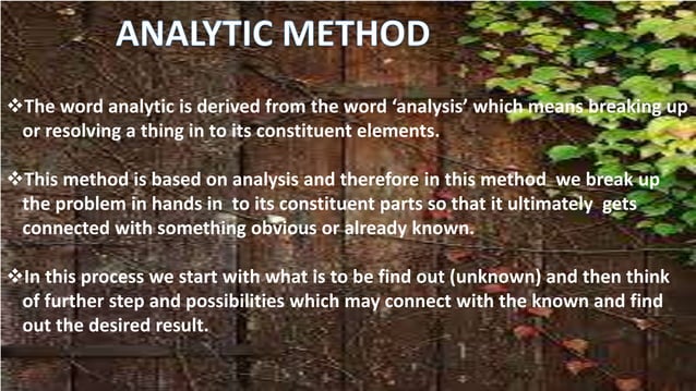 Analytic Method | PPT