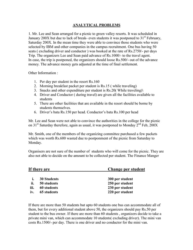 ANALYTICAL PROBLEMS | PPT