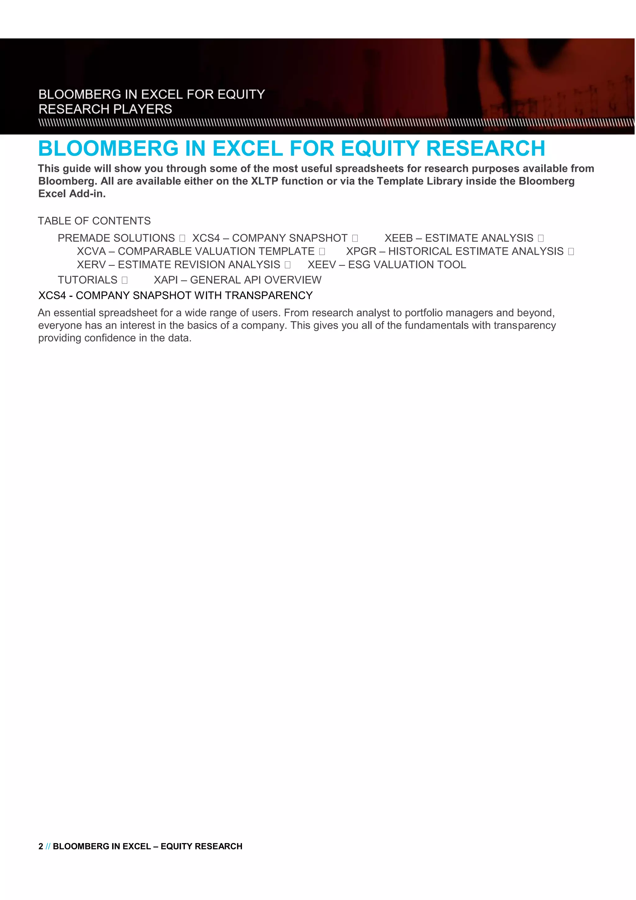 Analytical tools-bloomberg-equity-research-in-excel | PDF | Desktop Publishing | Computer ...