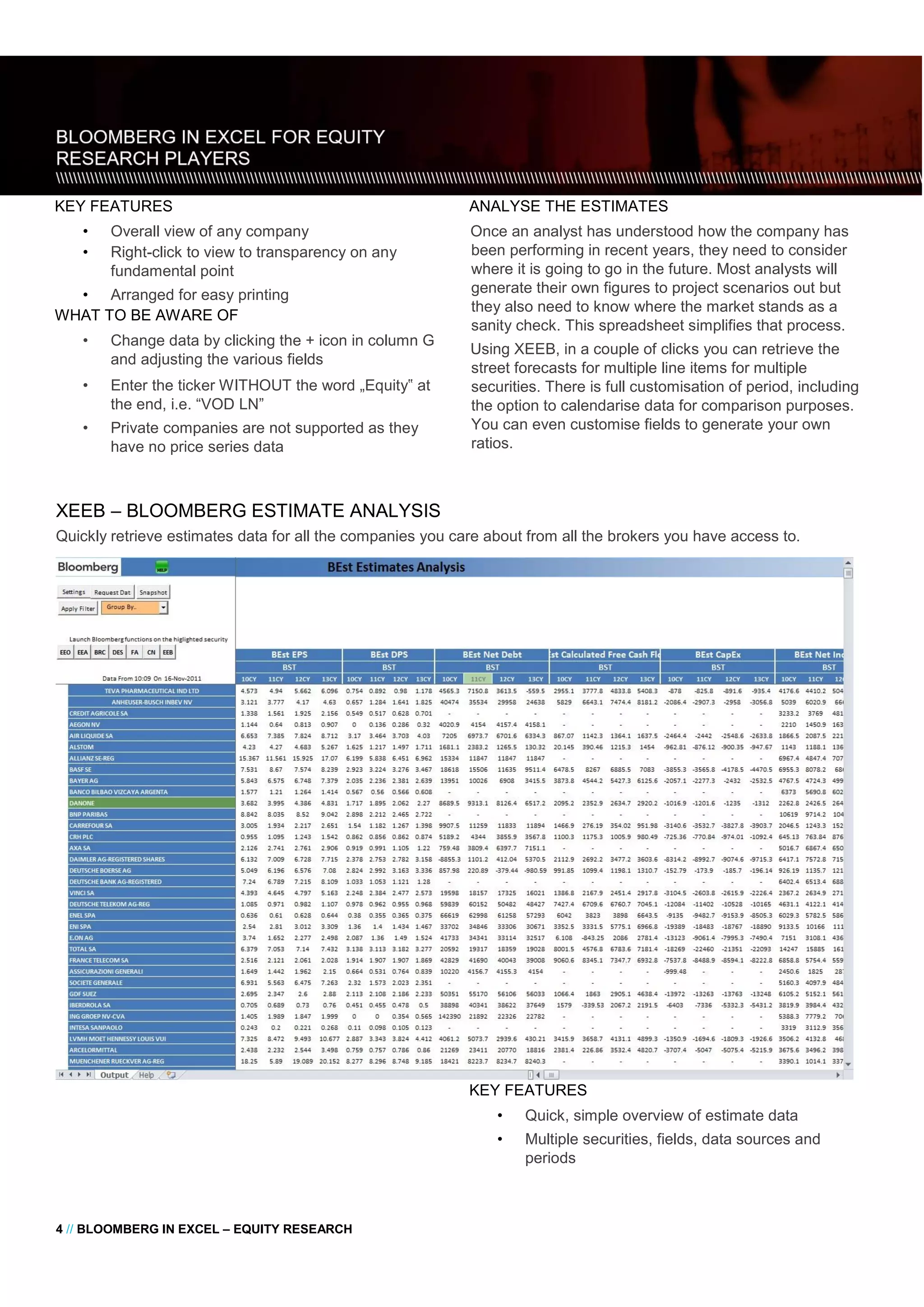 Analytical tools-bloomberg-equity-research-in-excel | PDF
