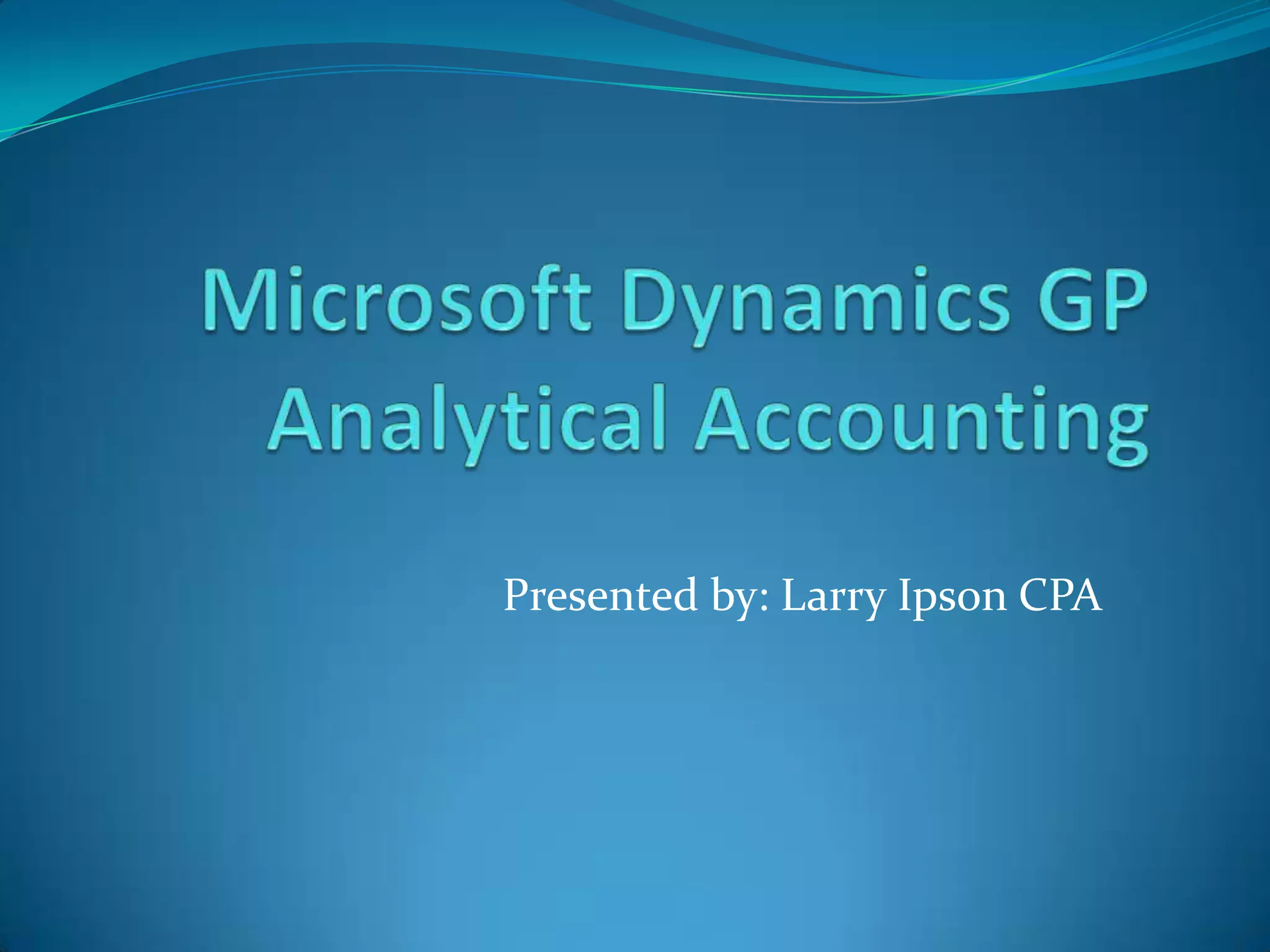 Analytical Accounting | PPT
