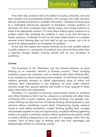 Analytical And Critical Thinking Skills In Public Relations | PDF