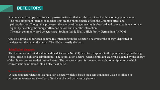 Gamma ray spectroscopy | PPTX | Chemistry | Science
