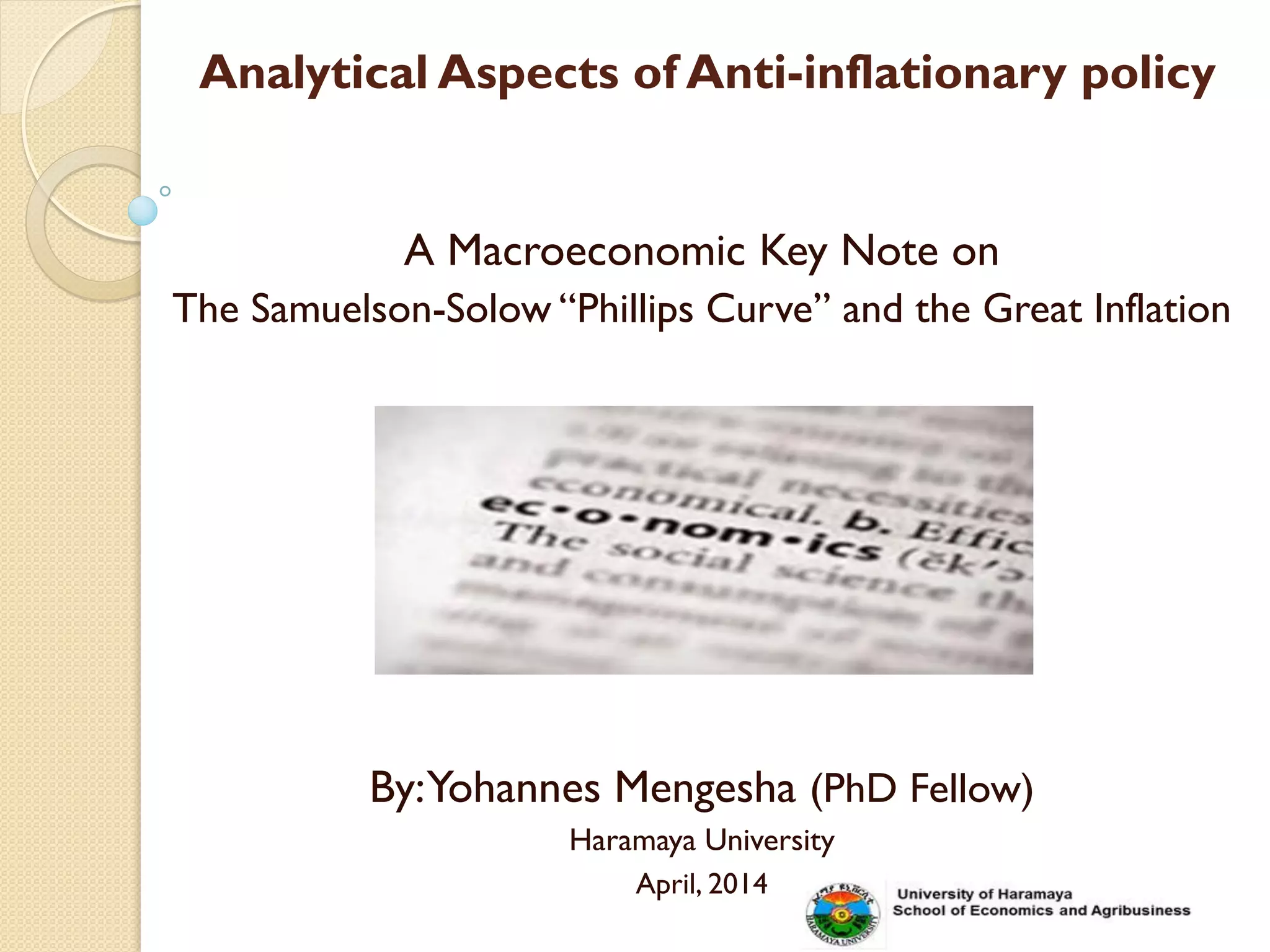 Analytical aspects of anti inflationary policy | PDF