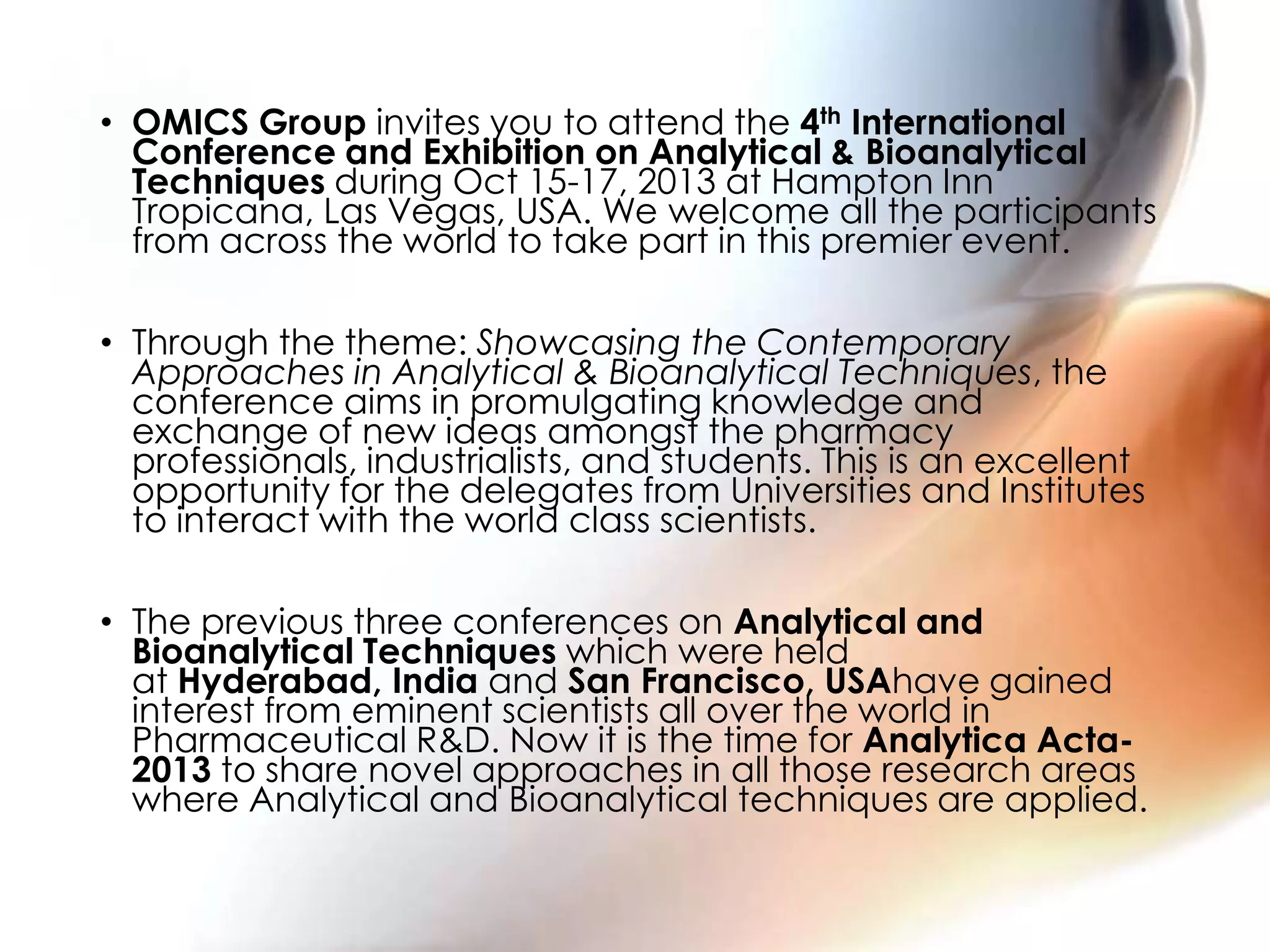Analytical & Bioanalytical Techniques | PPT