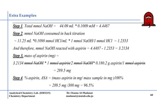 Analytical Chemistry Lab_Exp 6_aspirin analysis | PDF
