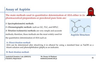 Analytical Chemistry Lab_Exp 6_aspirin analysis | PDF
