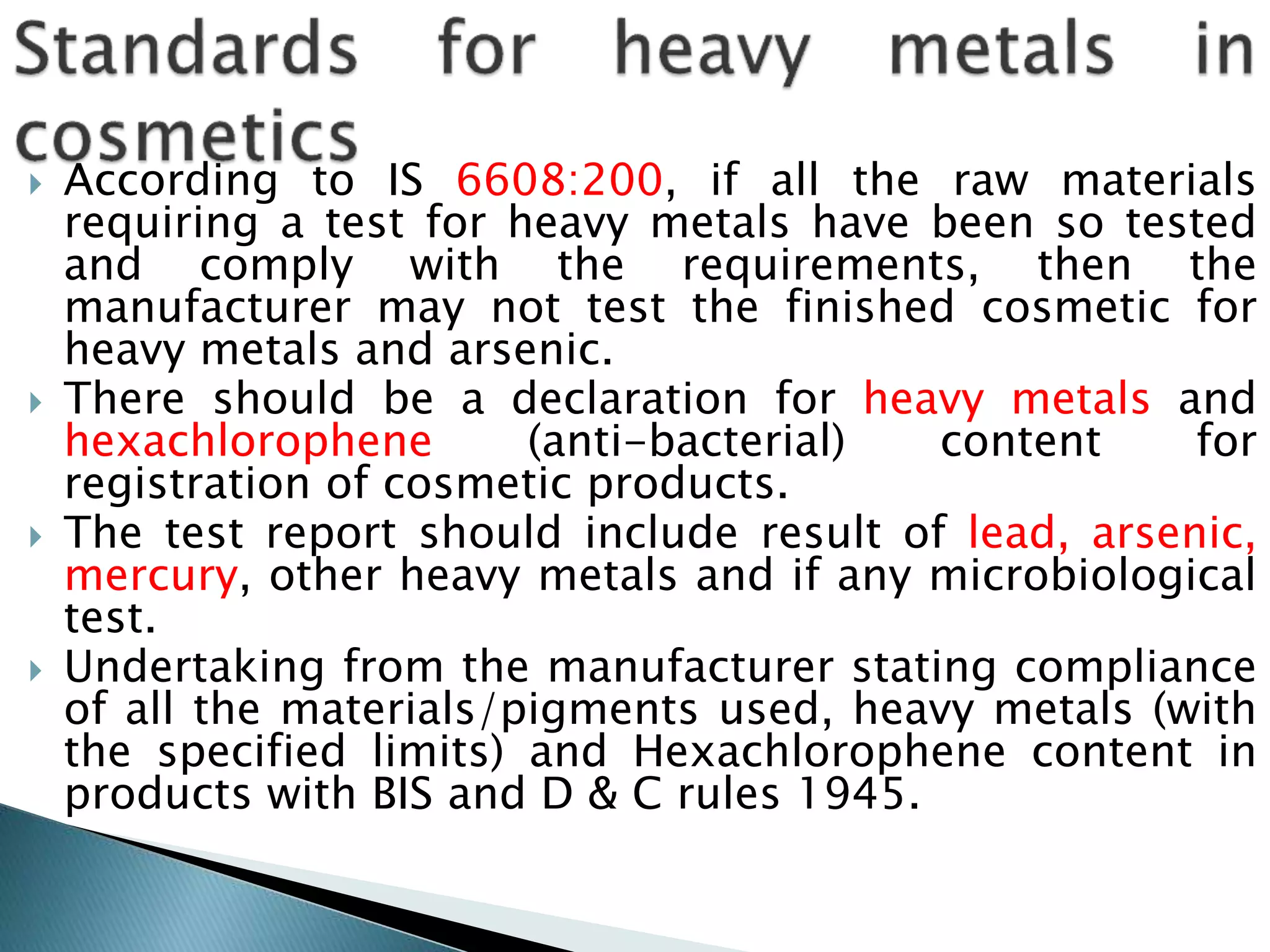 Analytical cosmetics:BIS specification and analytical methods for ...