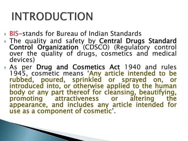 Analytical cosmetics:BIS specification and analytical methods for ...