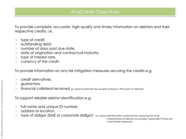 Analytical Credit Dataset - Update March 2016 | PPT Analytical Credit Dataset - Update March 2016 | PPT
