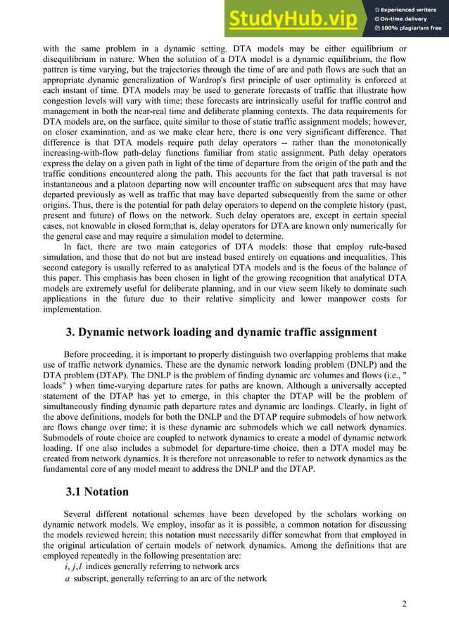 Analytical Dynamic Traffic Assignment Models | PDF