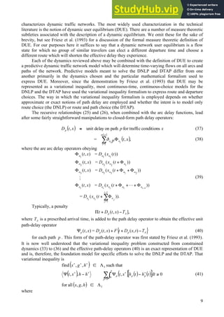Analytical Dynamic Traffic Assignment Models | PDF