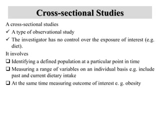 Analytical epidemiology cross sectional and cohort | PPTX