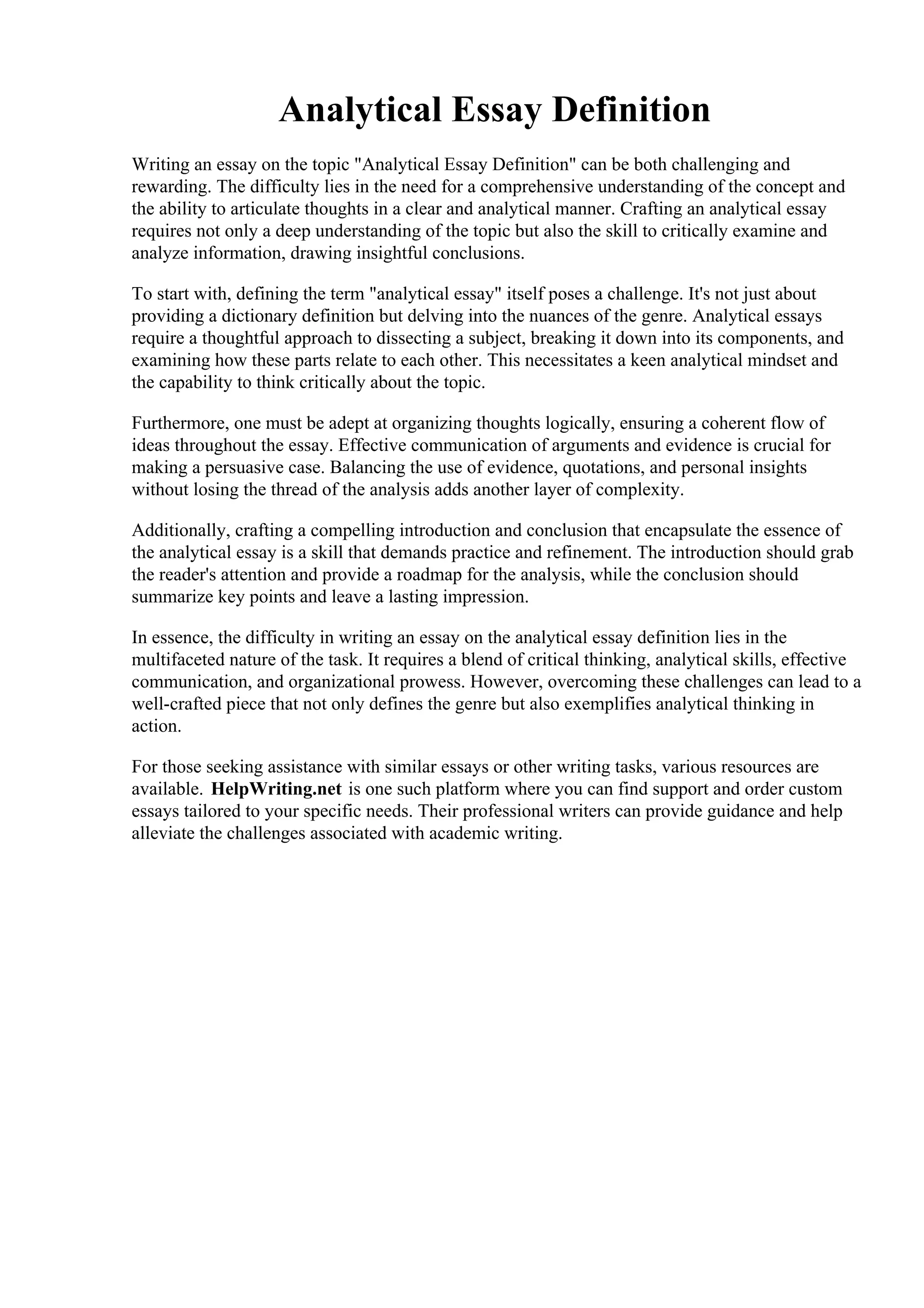 Analytical Essay Definition. How to Write an Analytical Essay - wikiHow ...