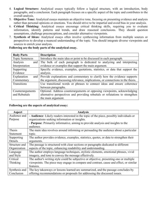 Analytical Essay development, techniques, format, elements, features ...