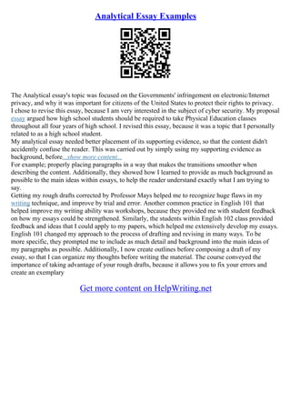 Analytical Essay Examples | PDF