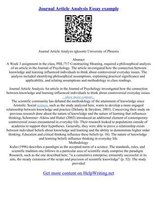 Analytical Essay Examples | PDF