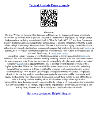 Analytical Essay Examples | PDF