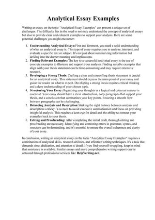 Analytical Essay Examples. Analytical Essay Writing - Guide, Topics and ...