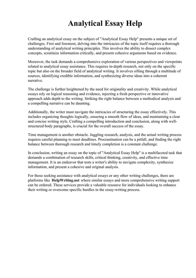 Analytical Essay Help. Rose State College | PDF