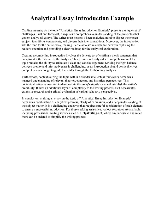 Analytical Essay Introduction Example.pdf | Homework and Study | Education