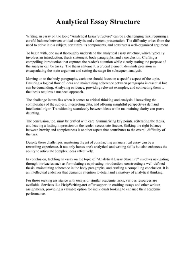 Analytical Essay Structure.pdf | Homework and Study | Education