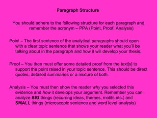 Analytical essay technique | PPT
